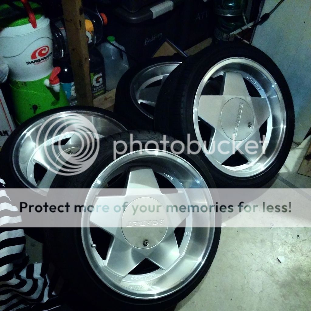 Borbet Type A's they are 16x7.5 front and 16x9 rear, 5x100 im looking ...